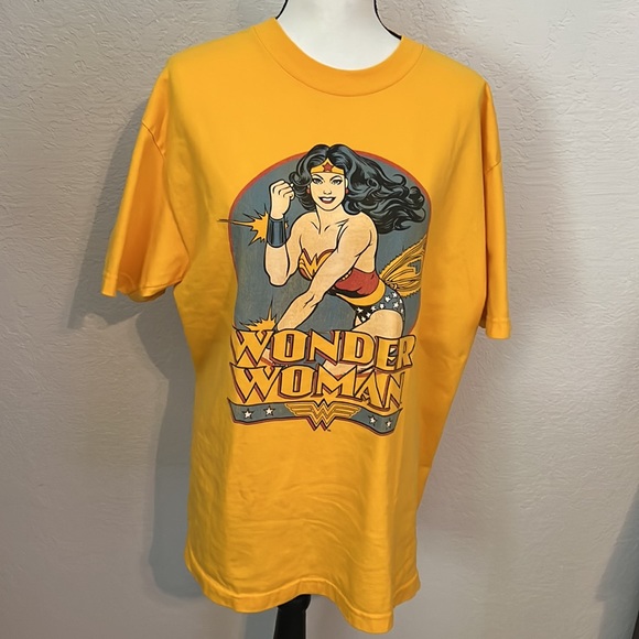DC Comics | Tops | Dc Comics Wonder Woman Crew Neck Yellow Tshirt ...